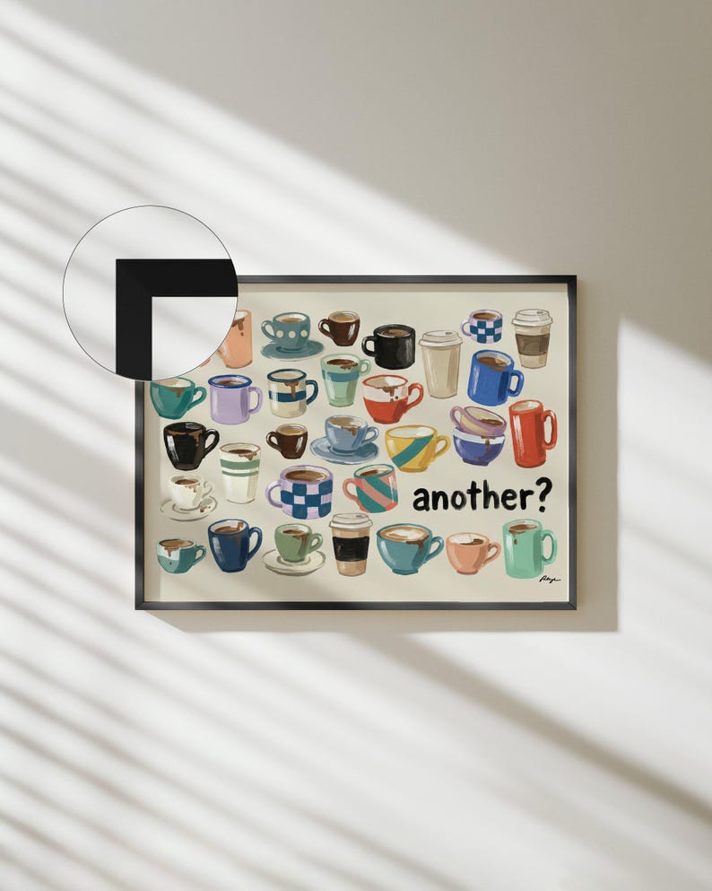 Another Coffee Print Horizontal, Retro Drink Poster, Mid Century Modern ...