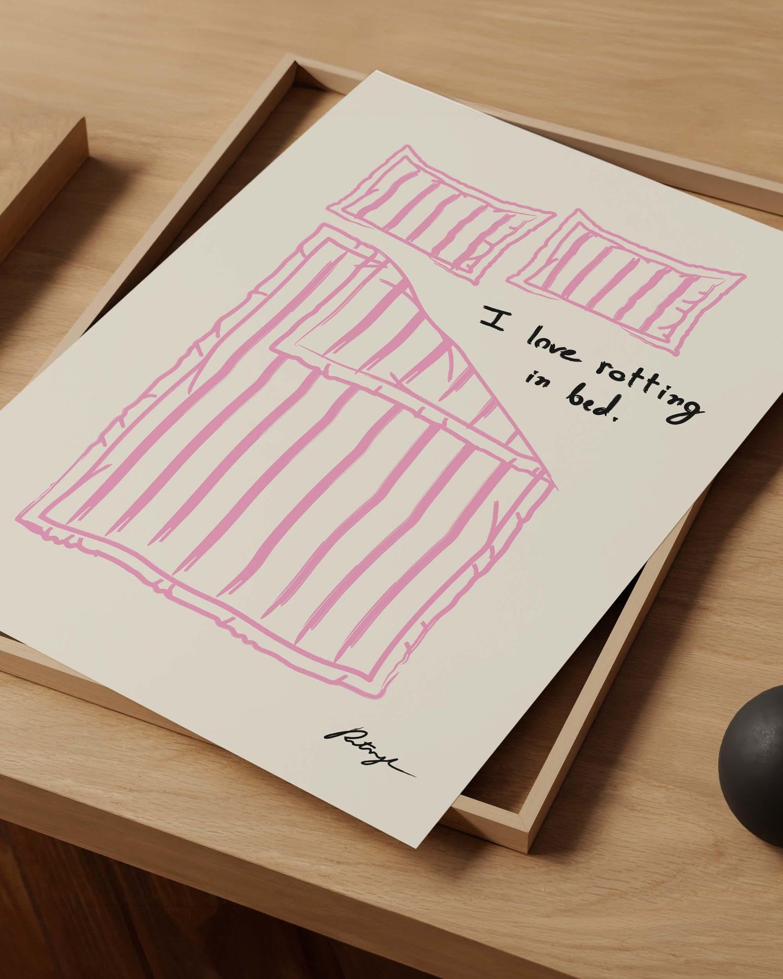 I Love Rotting in Bed Print, Stay in Bed Poster, Hand Drawn Bedroom ...