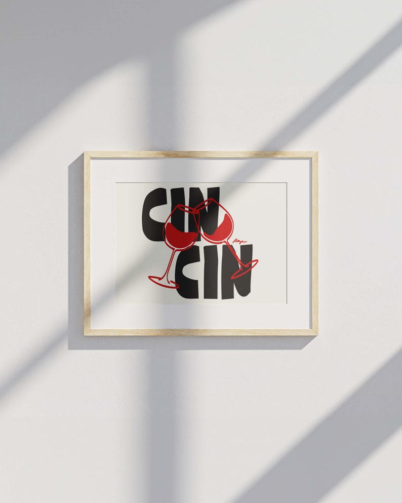 Cin Cin Wine Print, Retro Bar Cart Poster, Mid-century Modern Art - Etsy