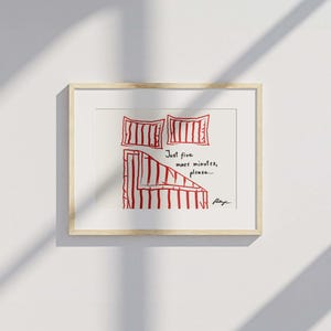 Just 5 More Minutes Print Horizontal: Hand-drawn Bedroom Wall Art ...