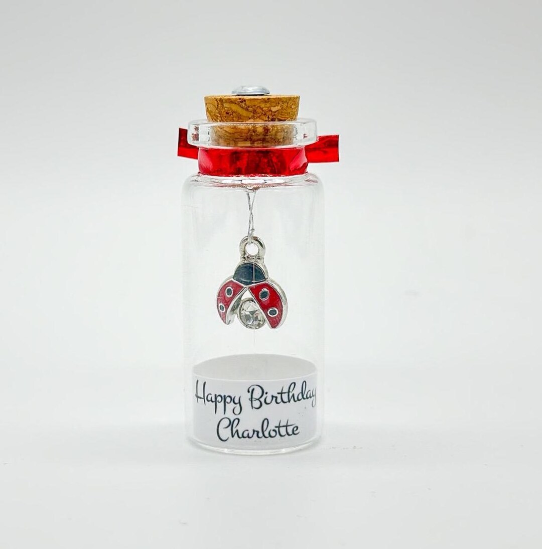 Personalised Happy Birthday Miniature Glass Bottle With a Ladybird ...