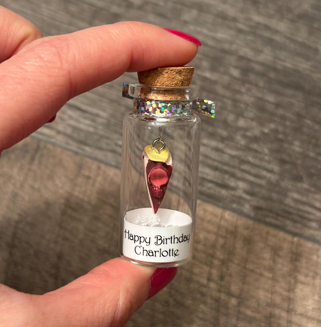 Personalised Happy Birthday Miniature Glass Bottle With a Cake Slice ...