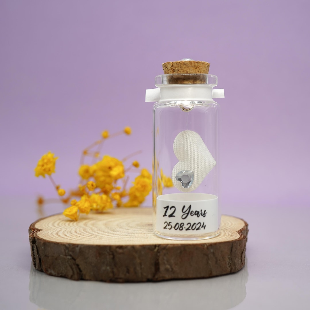 Personalised 12th Silk Wedding Anniversary Tiny Keepsake Memento Gift ...