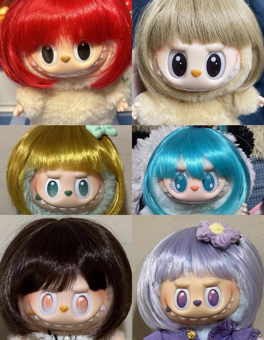 Colorful Wig for 17cm Labubu Doll – Custom Handmadewig in Purple, Brown ...