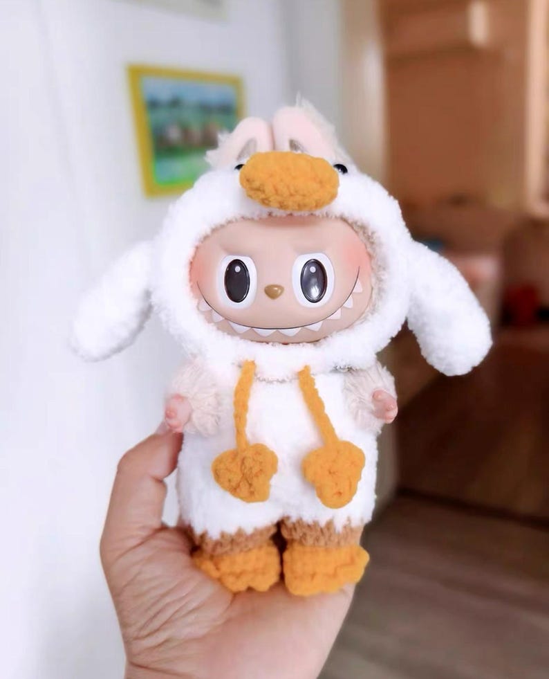 Standing Labubu Duck Knit Costume – Handmade Plush Outfit With Hood ...