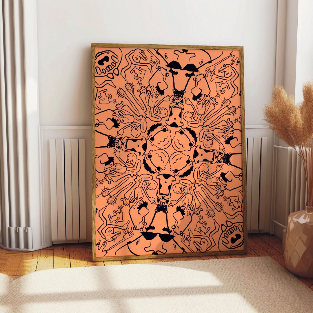 Doodle Art Print Colorful Comic Line Art Poster Artwork Abstract ...