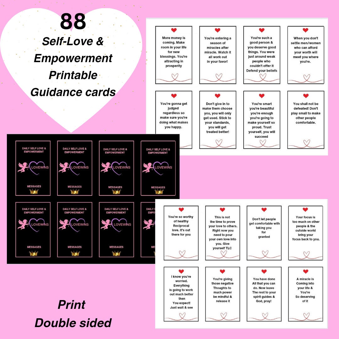 Self-love & Empowerment Oracle Printable Cards lovewins - Etsy