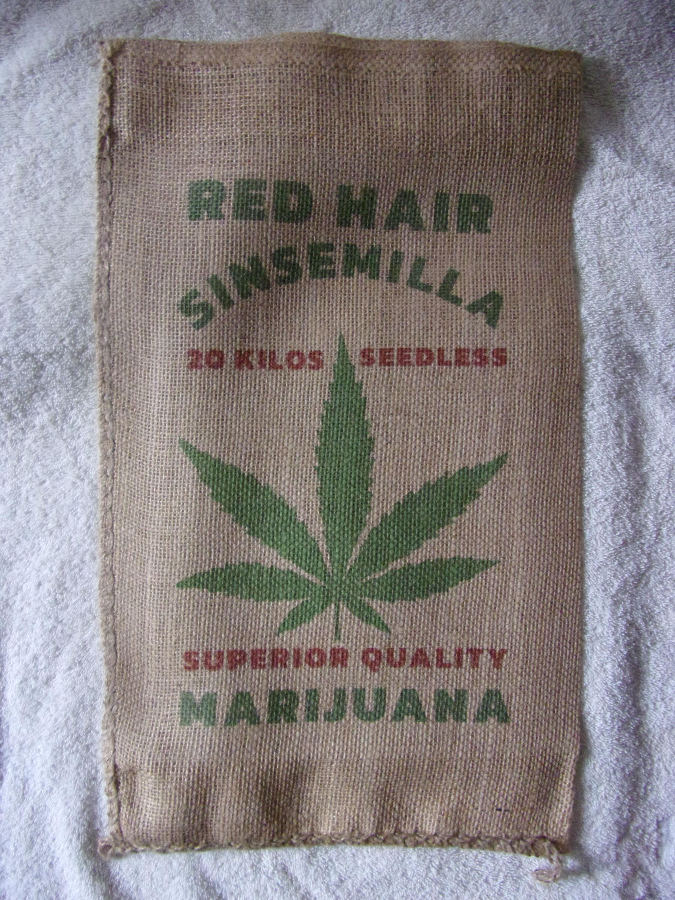 Red Hair Sinsemilla Marijuana Marihuana Pot Weed Burlap Bag Sack 12" by ...
