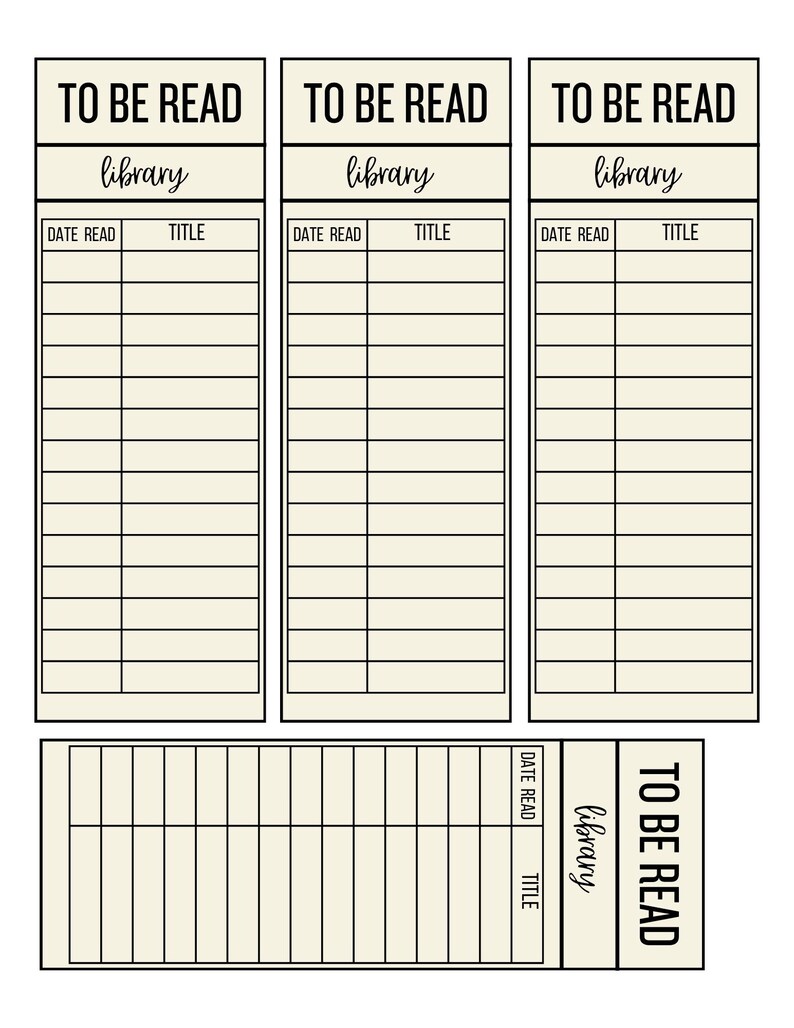 TBR Tracking Bookmarks - Digital Download - Etsy