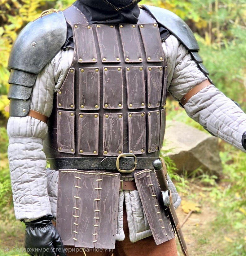 Witcher Blue Stripes Brigandine Cosplay | Riveted Faux Leather Armor ...