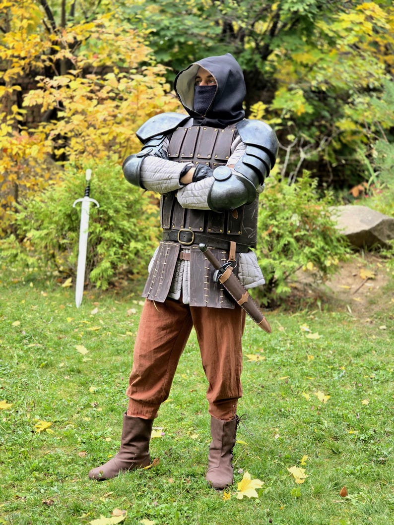 Witcher Blue Stripes Brigandine Cosplay | Riveted Faux Leather Armor ...
