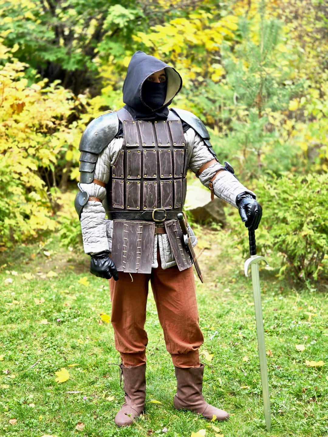 Witcher Blue Stripes Brigandine Cosplay | Riveted Faux Leather Armor ...