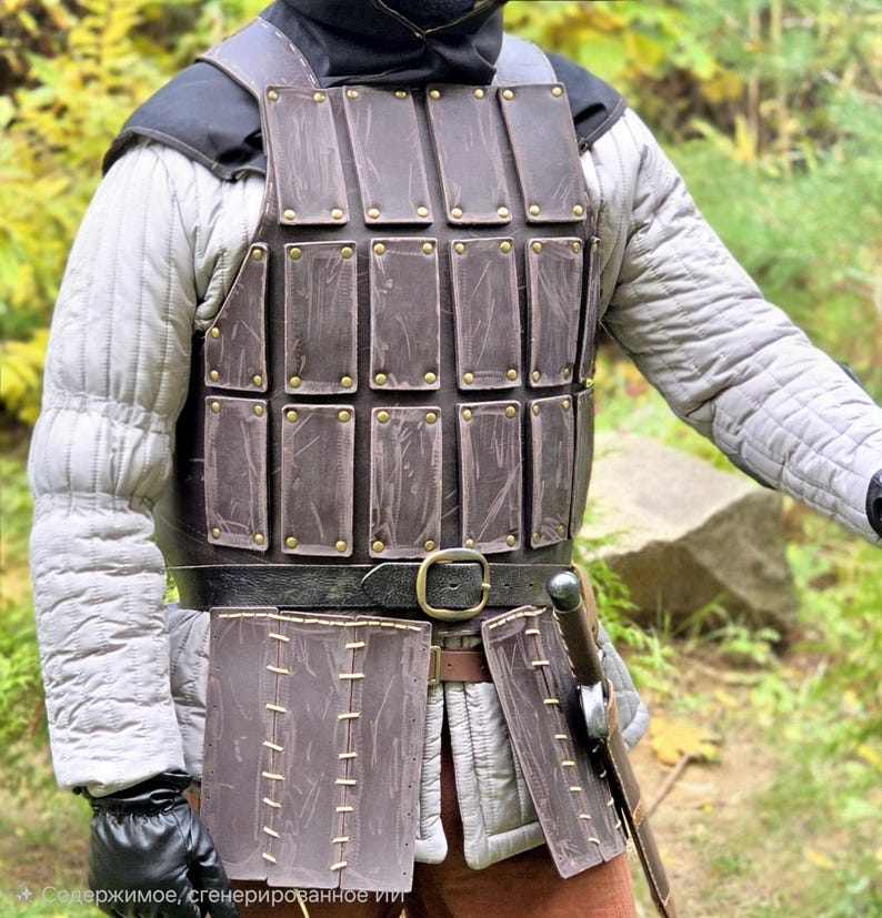 Witcher Blue Stripes Brigandine Cosplay | Riveted Faux Leather Armor ...