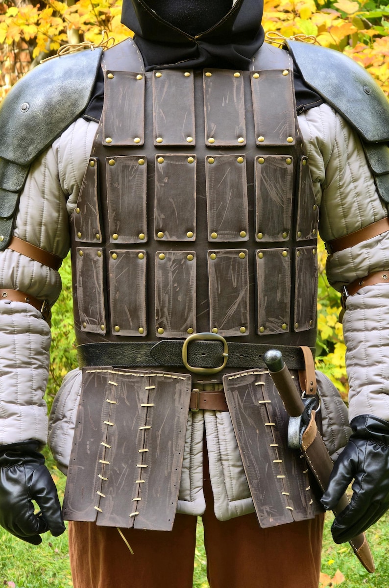 Witcher Blue Stripes Brigandine Cosplay | Riveted Faux Leather Armor ...