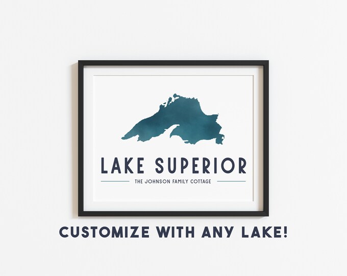 Custom Lake Map Personalized Art Print for Cabin Wall Art Custom Father ...