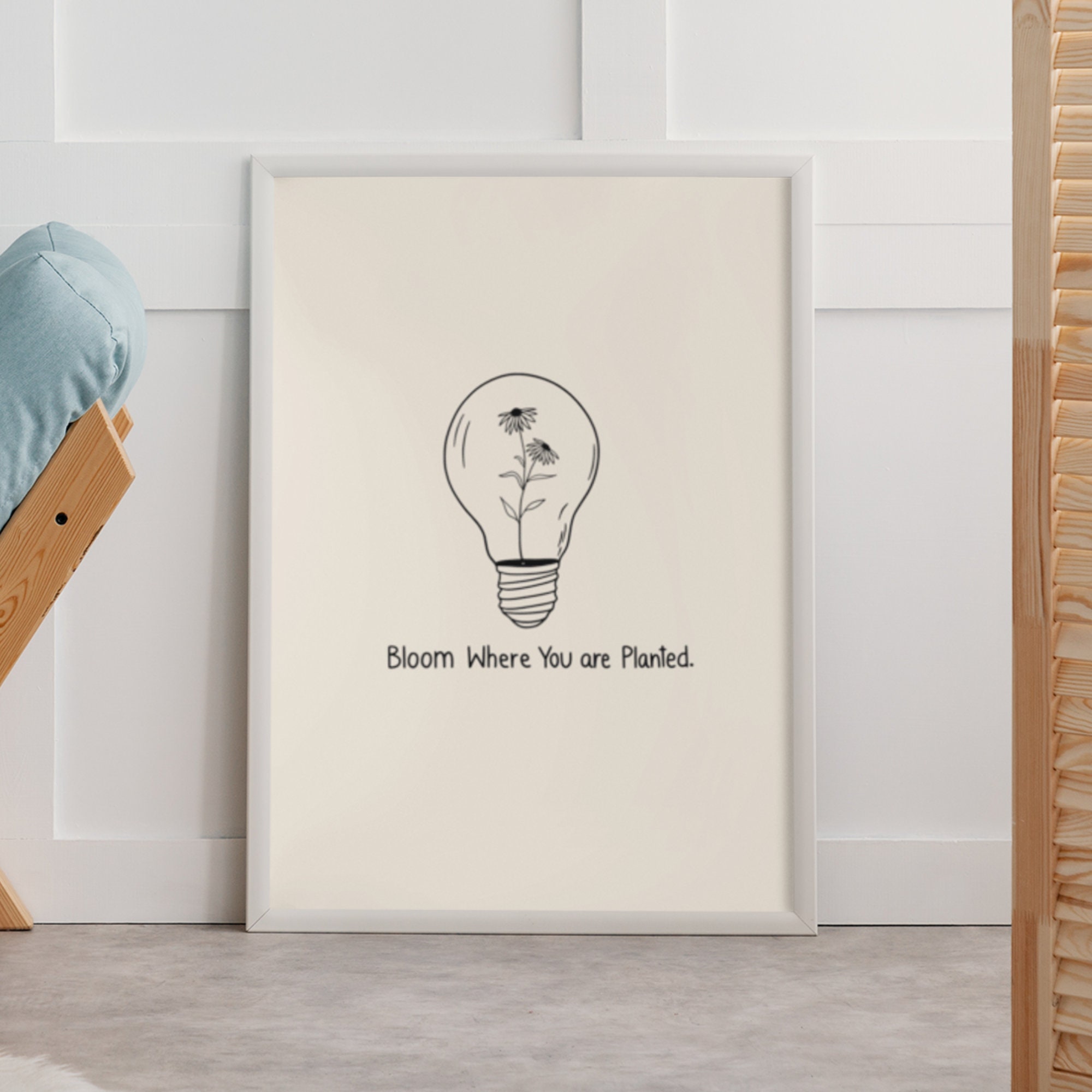 Motivational Lightbulb Printable Art, 'bloom Where You Are Planted ...
