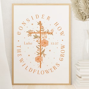 Luke 12:27 Bible Verse Printable Wall Art, Consider the Wildflowers ...