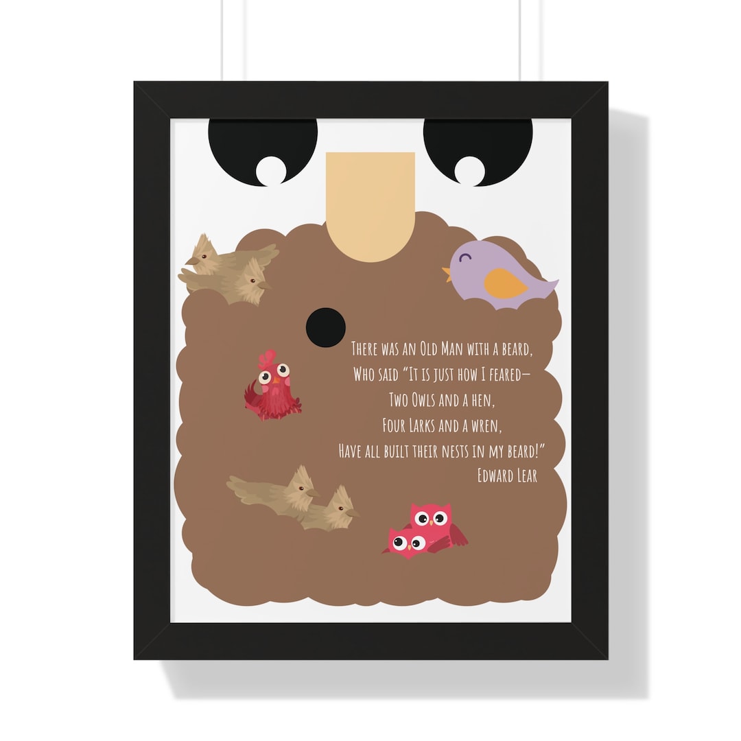 Old Man With a Beard Children's Poem Edward Lear Rhyme Cute Funny Kid ...