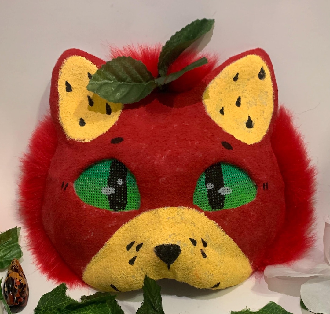 READ DESCRIPTION Apple-themed Cat | Therian Mask | Cosplay Mask - Etsy