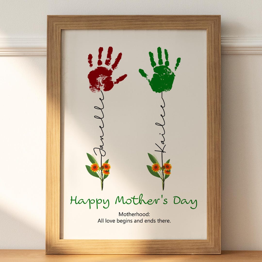 Custom Handprints Wall Art, Mother's Day Art, Mom Handprint Art, Custom ...