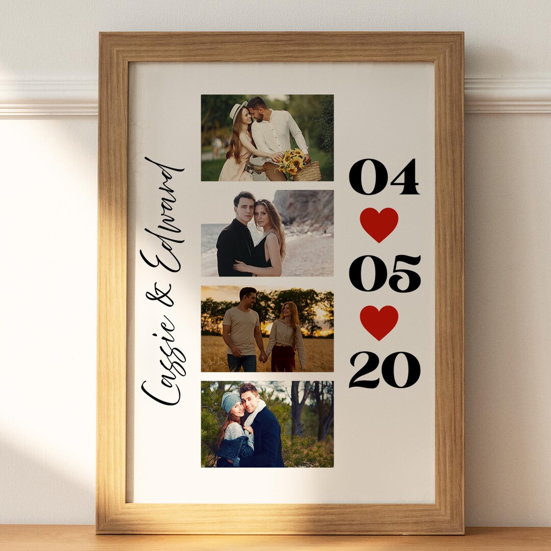 Personalized Couple Photo Collage Frame, Anniversary Gift, Valentine ...