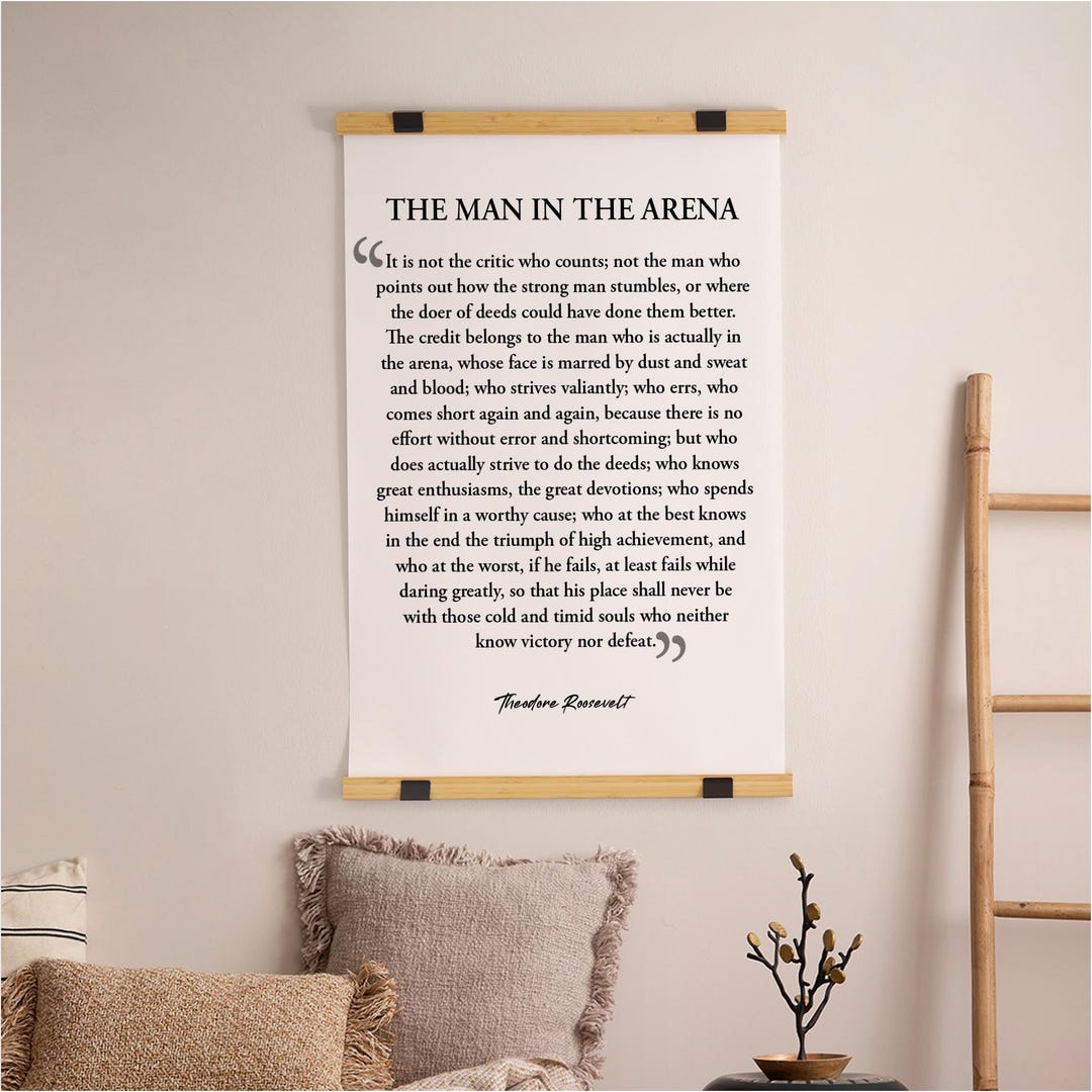 The Man in the Arena Hanging Canvas, Home Office Wall Art, Motivational ...