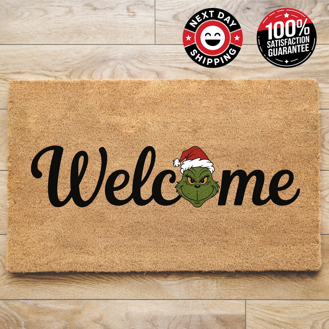 Welcome Grinch Doormat, Grinch Doormat, Christmas Doormat, Christmas ...