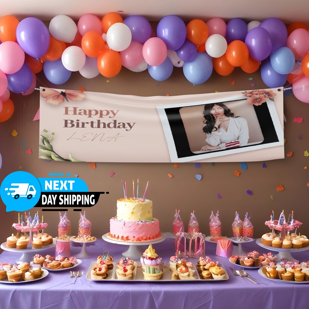 Custom Birthday Banner, Banner With Picture, Custom Birthday Decor ...