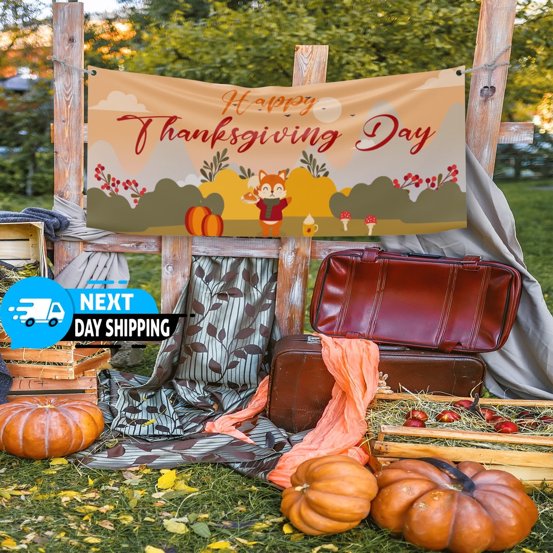 Happy Thanksgiving Banner, Happy Thanksgiving Decor, Backdrop ...