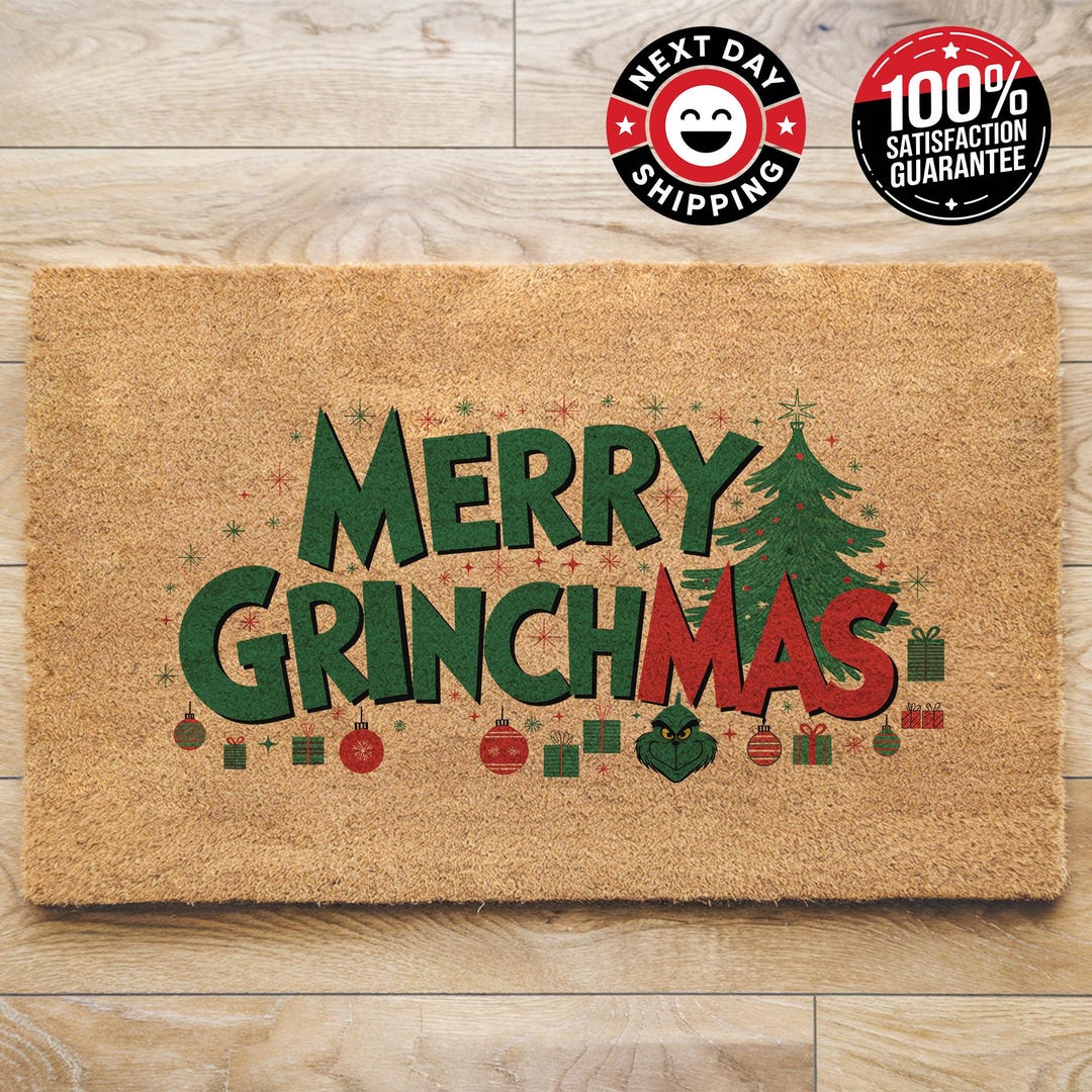 Merry Grinchmas Doormat, Grinch Decor, Grinch Doormat, Movie Lover ...