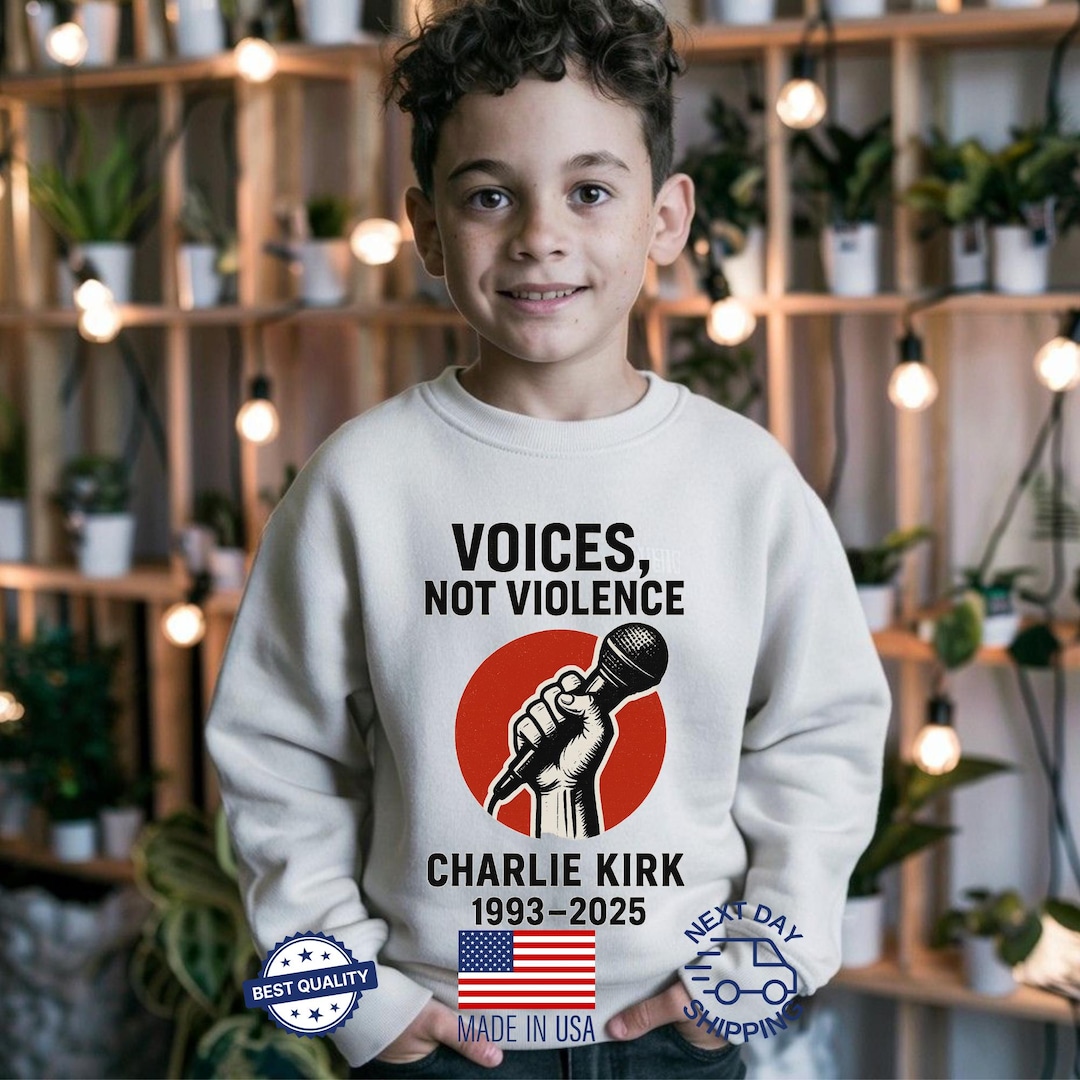 Charlie Kirk Youth Sweatshirt, Voices Not Violence Kids Shirt, MAGA ...