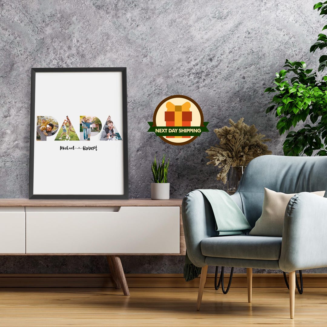 Papa Photo Frame, Papa Photo Collage, Dad Photo Print, Home Decor ...