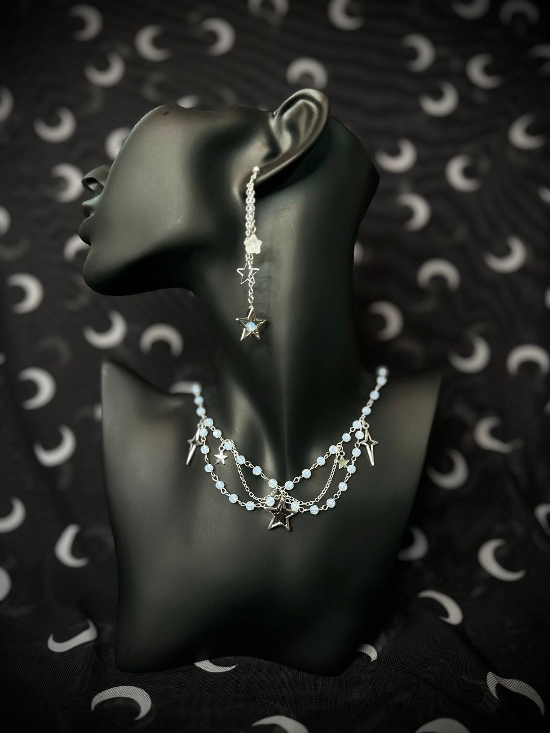 Gojo Satorou Inspired Necklace and Earring Set, Handmade Necklace, JJK ...