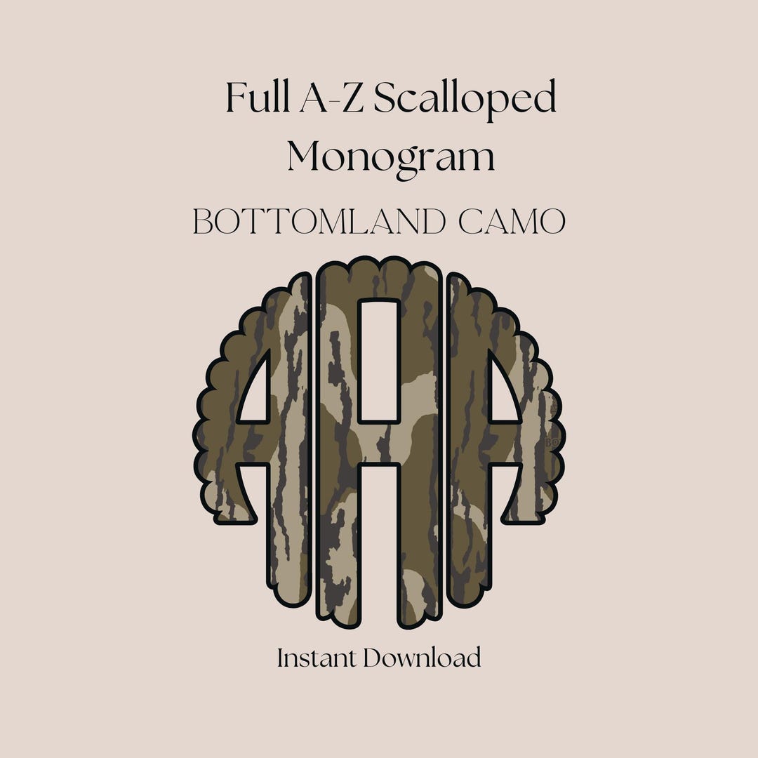 Bottomland Camo Scalloped Monogram PNG – Perfect for Sublimation, Heat ...