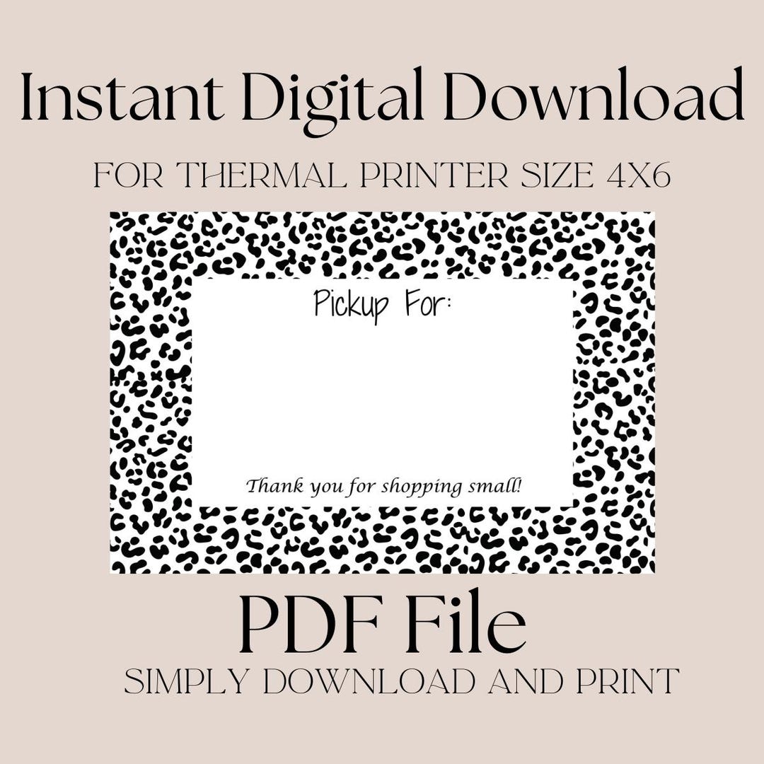 Leopard Digital Thermal Printer Label 4x6 | Instant Download | Shipping ...