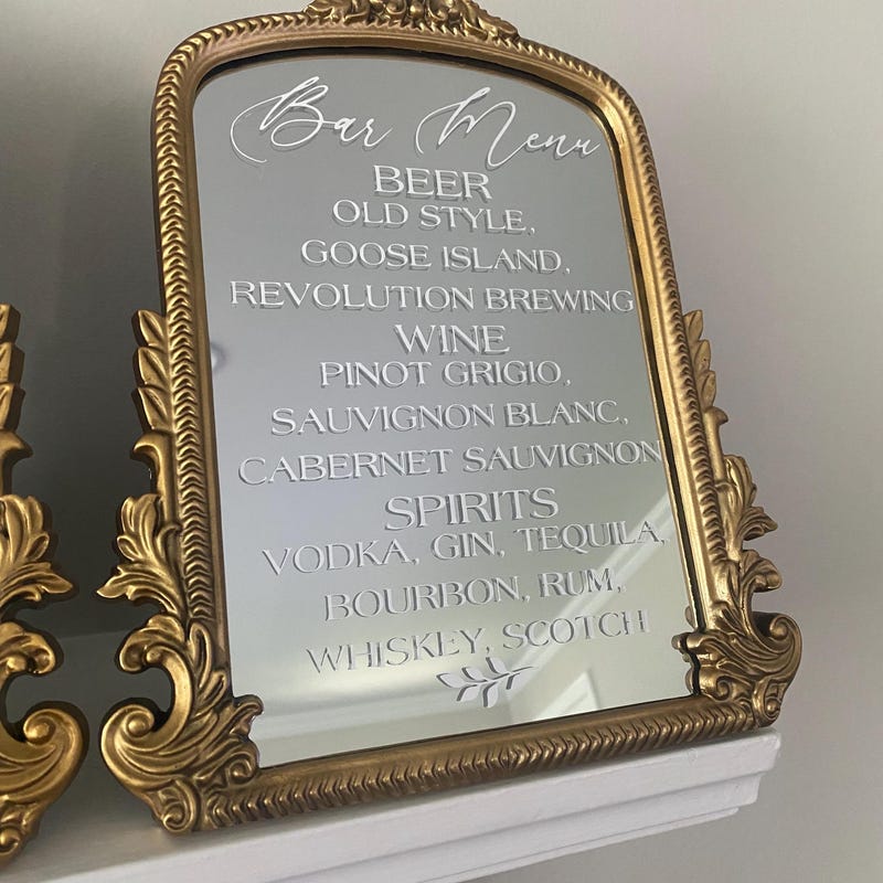 Black Menu in Gold Frame - Etsy