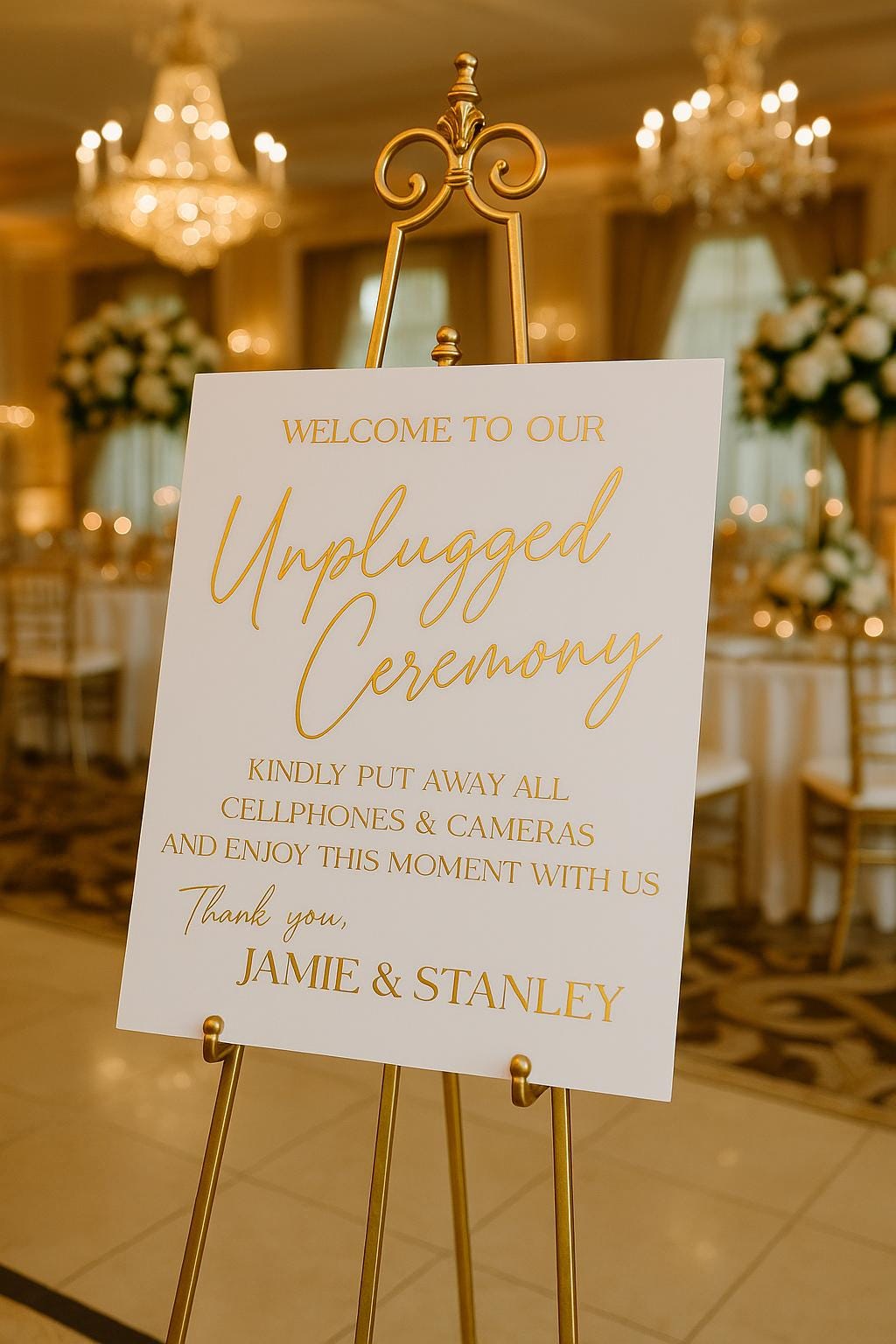Unplugged Ceremony Wedding Sign, Acrylic With Custom Vinyl Lettering ...