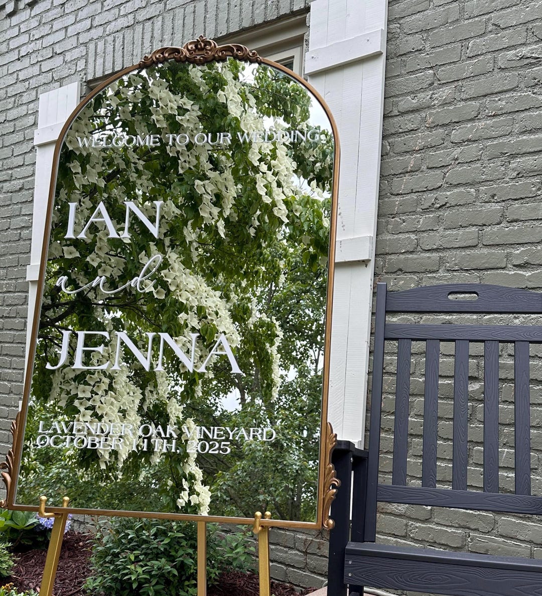 Gold Wedding Mirror Welcome Sign, Arch Mirror With Decorative Design ...