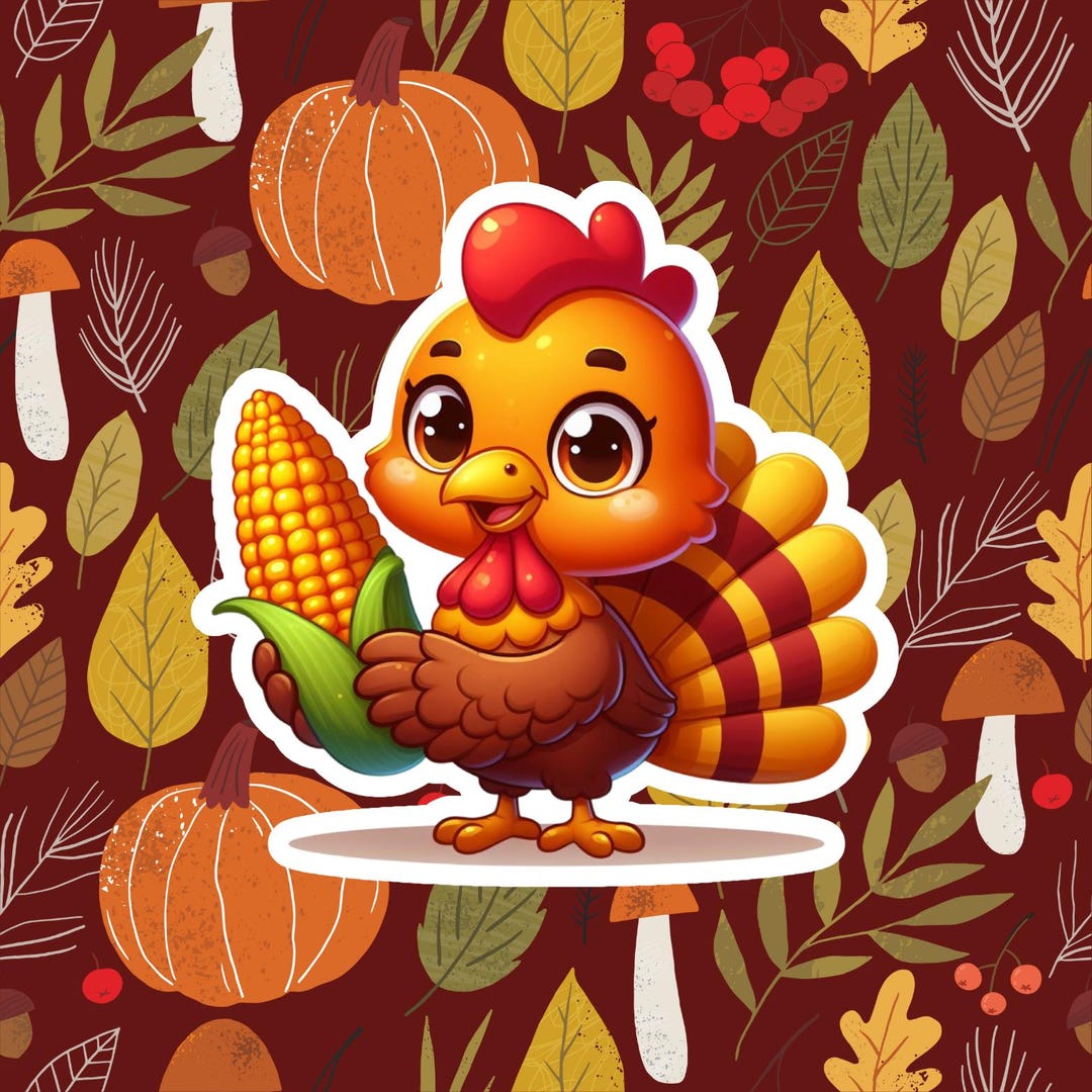 Thanksgiving Turkey Sticker, Turkey Sticker, Vinyl Sticker for Laptop ...