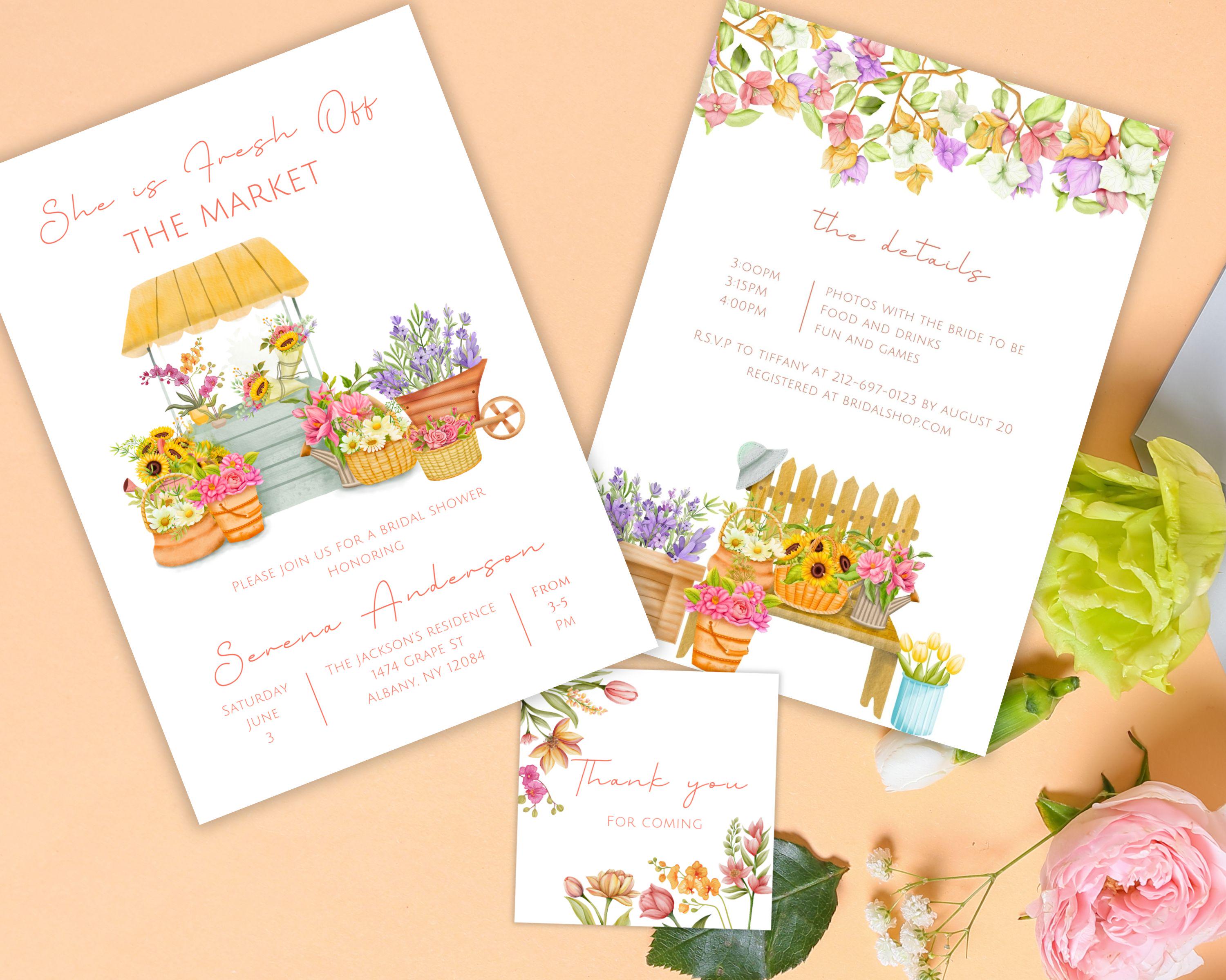 Off the Market Bachelorette Invitation Template, Farmer's Market Shower ...