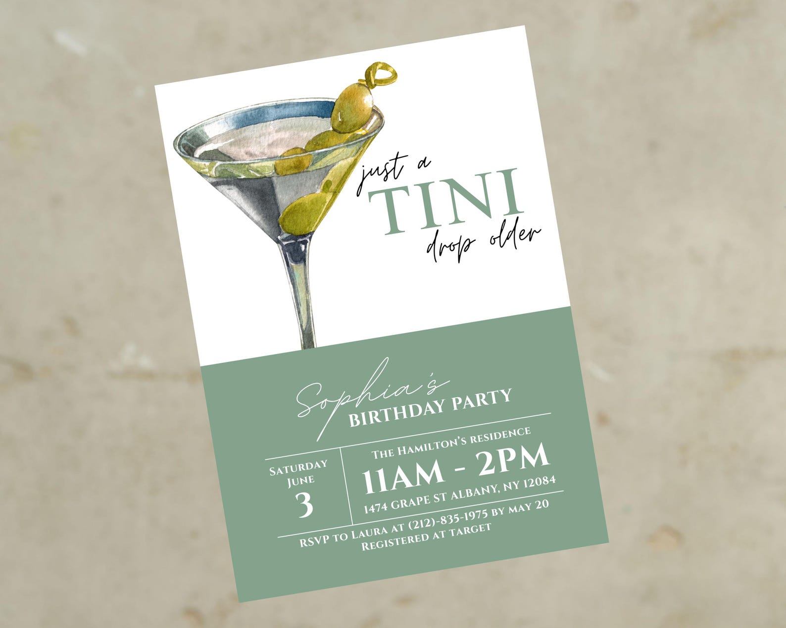 Martini Birthday Invitation, Tini Drop Older, Editable Template ...