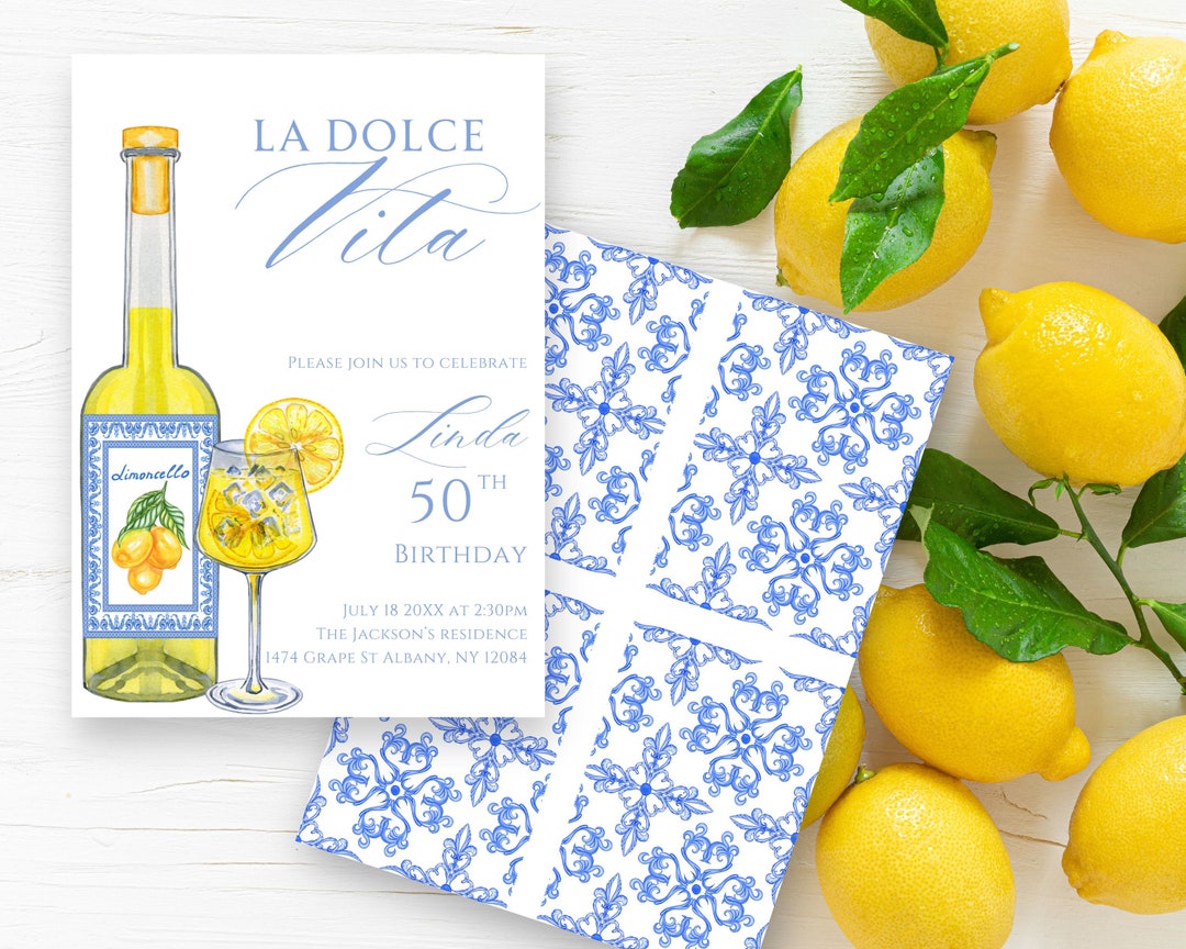 La Dolce Vita Birthday Invitation, Limoncello Theme Invite, Birthday ...