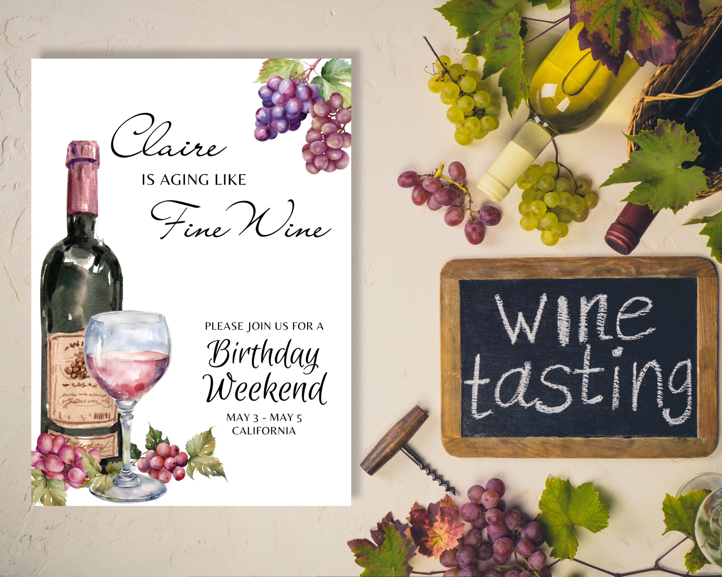 Aging Like Fine Wine Birthday Invitation, Brewery Birthday Weekend ...