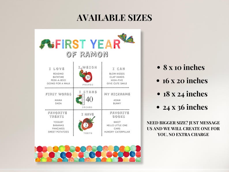 Hungry Caterpillar Milestone Editable Template Caterpillar Birthday ...