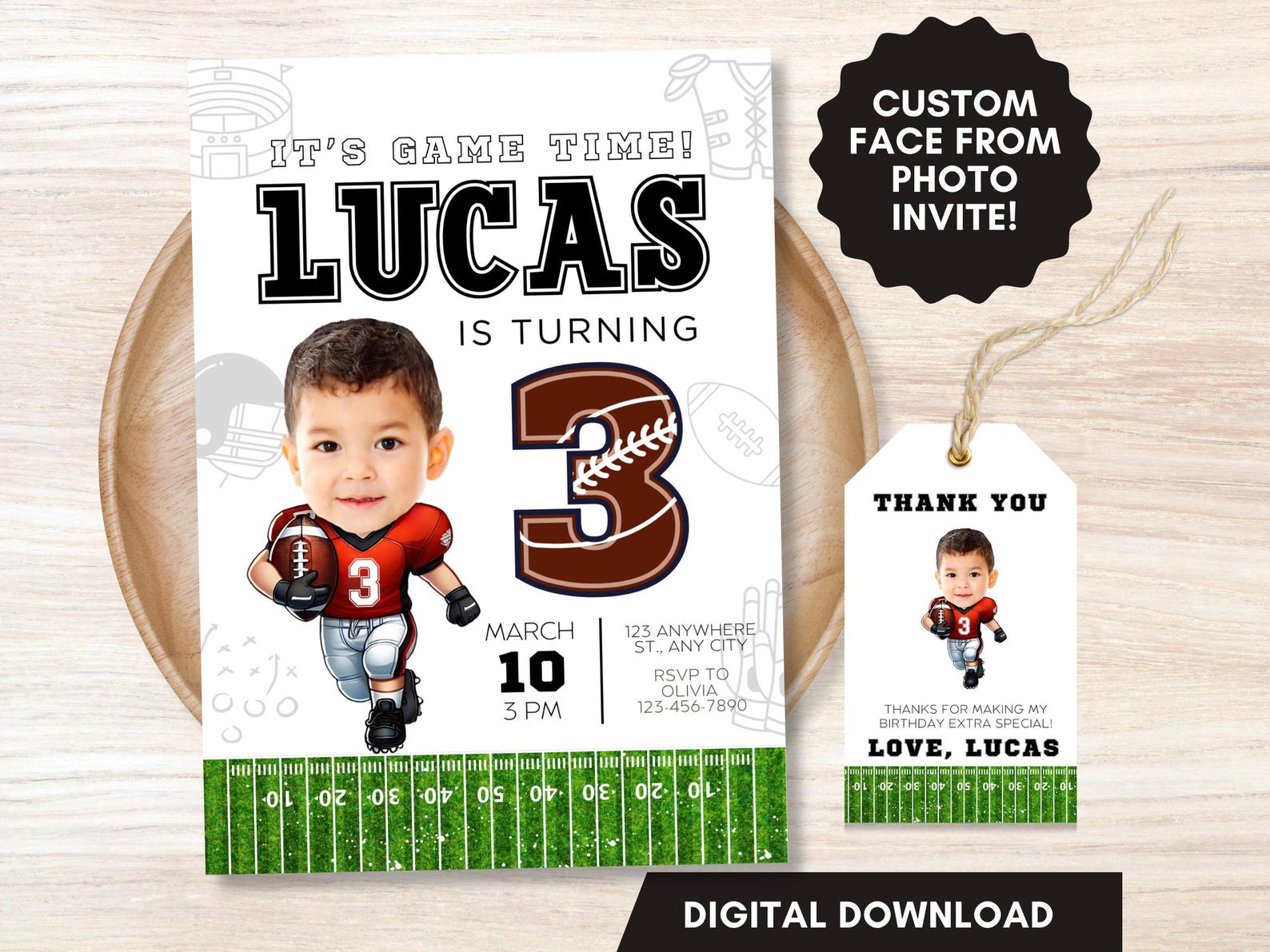 Custom Football Birthday Invitation Printable Football Birthday Invite ...