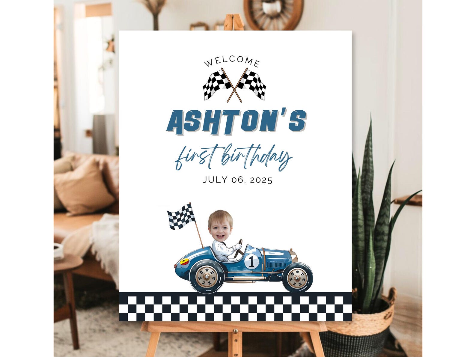 Fast One Birthday Party Welcome Sign Custom Racing Party Poster Fast ...