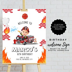 Firetruck Birthday Party Welcome Sign Custom Firefighter Party Poster ...