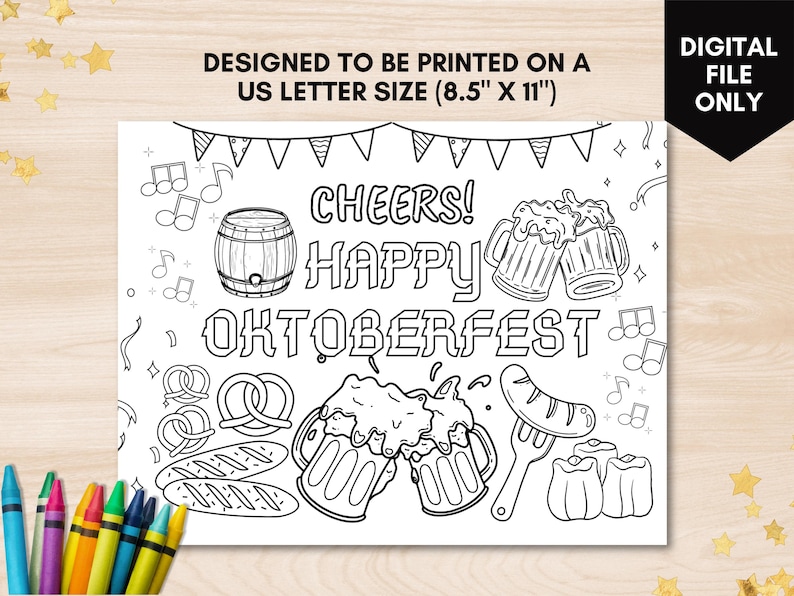 Oktoberfest Coloring Page Printable Beer Festival Coloring Placemat ...