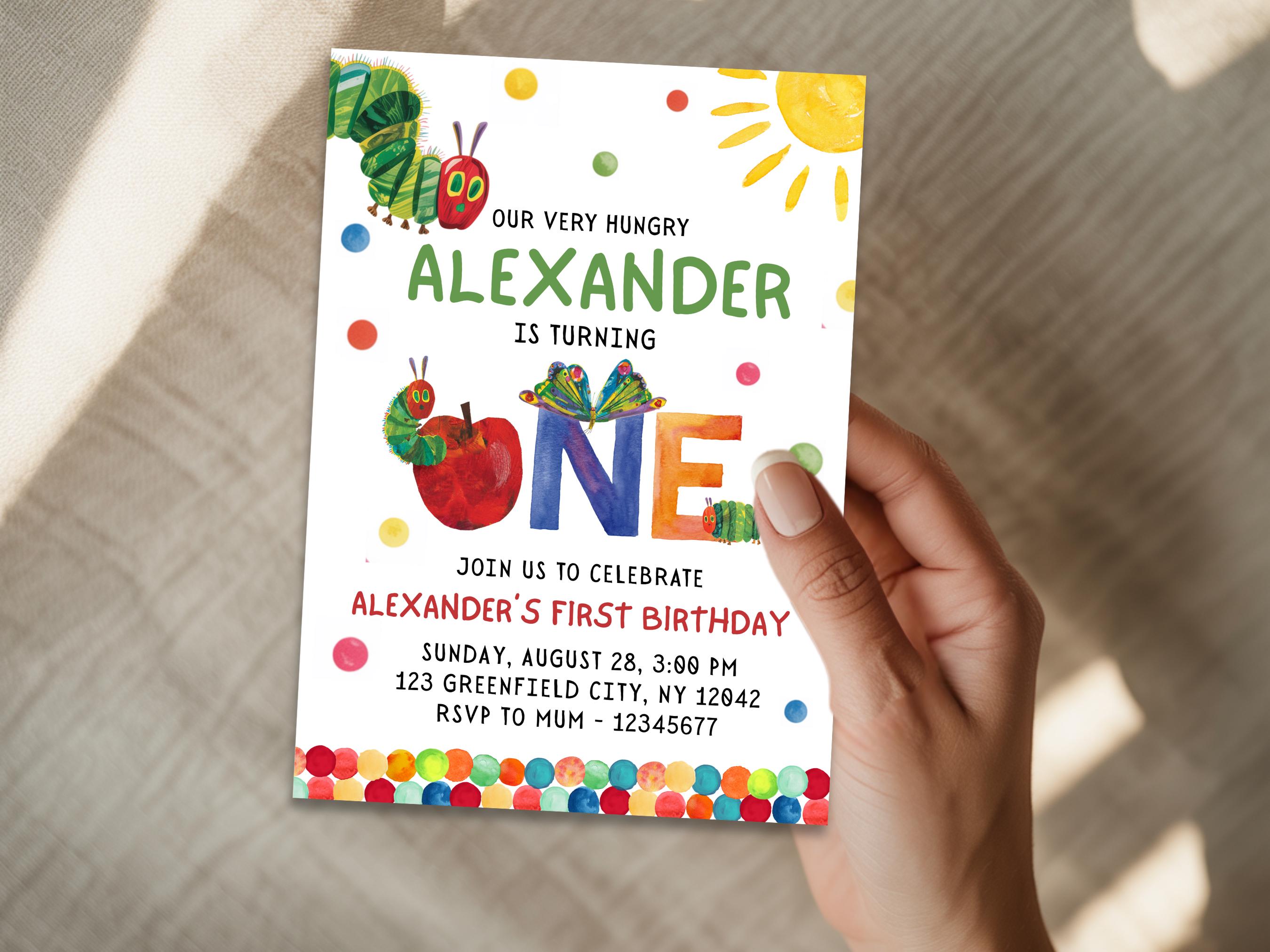 Very Hungry Caterpillar Birthday Invitation Caterpillar Birthday Invite ...