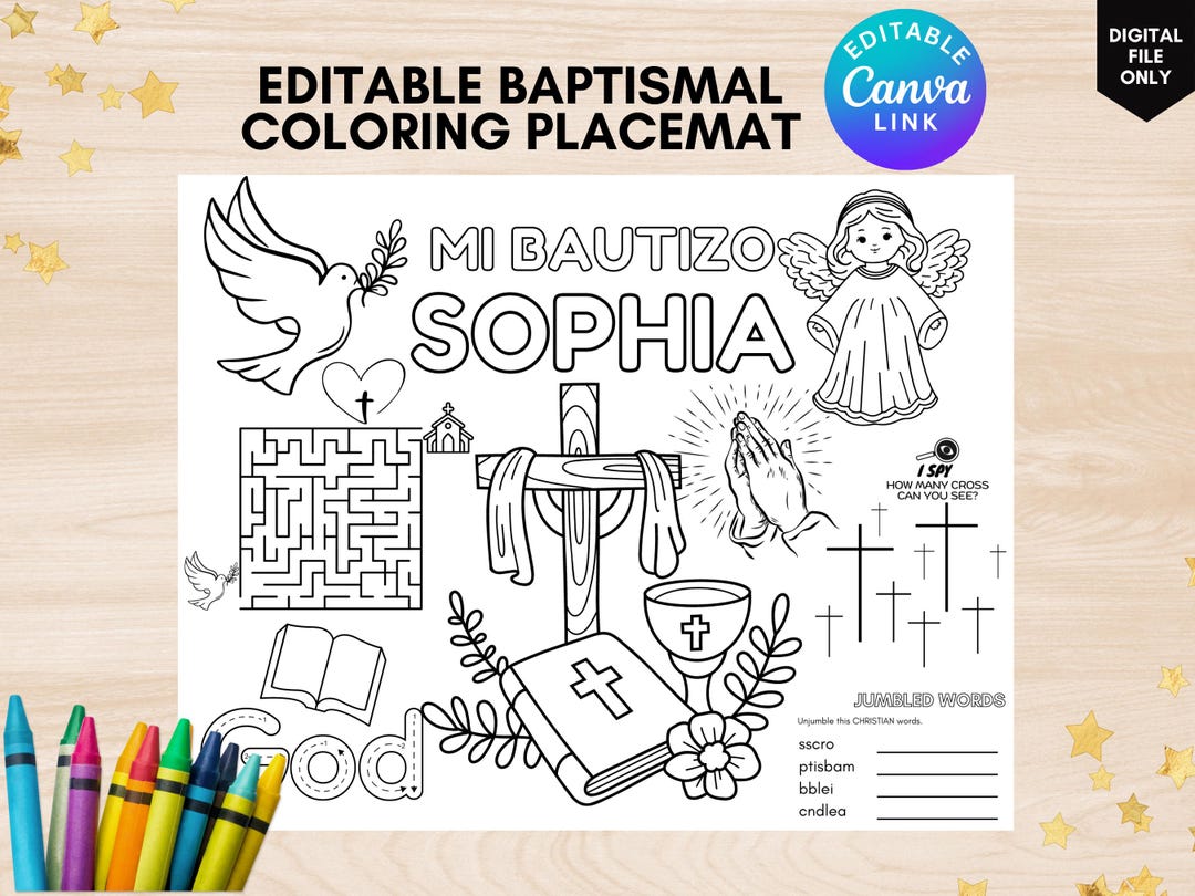 Editable Baptism Activity Coloring Page Personalized Printable ...